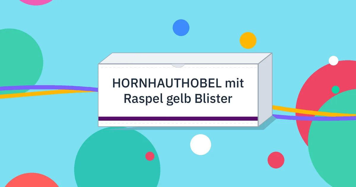 Symbolbild: Packung mit der Aufschrift HORNHAUTHOBEL mit Raspel gelb Blister (PZN 01605461) – Verfügbarkeit und Bezug in Apotheken in Frankfurt am Main