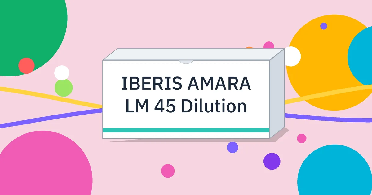 Symbolbild: Packung mit der Aufschrift IBERIS AMARA LM 45 Dilution (PZN 12891636) – Verfügbarkeit und Bezug in Apotheken in Frankfurt am Main