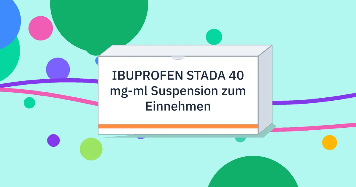 Symbolbild: Packung mit der Aufschrift IBUPROFEN STADA 40 mg-ml Suspension zum Einnehmen (PZN 09424322) – Verfügbarkeit und Bezug in Apotheken in Frankfurt am Main
