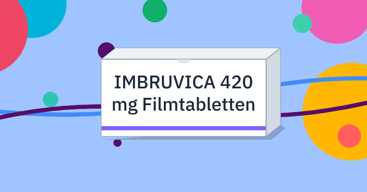Symbolbild: Packung mit der Aufschrift IMBRUVICA 420 mg Filmtabletten (PZN 18251725) – Verfügbarkeit und Bezug in Apotheken in Frankfurt am Main
