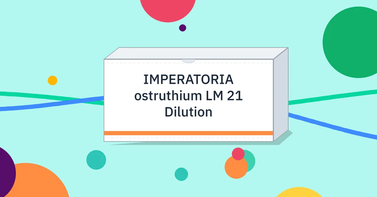 Symbolbild: Packung mit der Aufschrift IMPERATORIA ostruthium LM 21 Dilution (PZN 13559163) – Verfügbarkeit und Bezug in Apotheken in Frankfurt am Main
