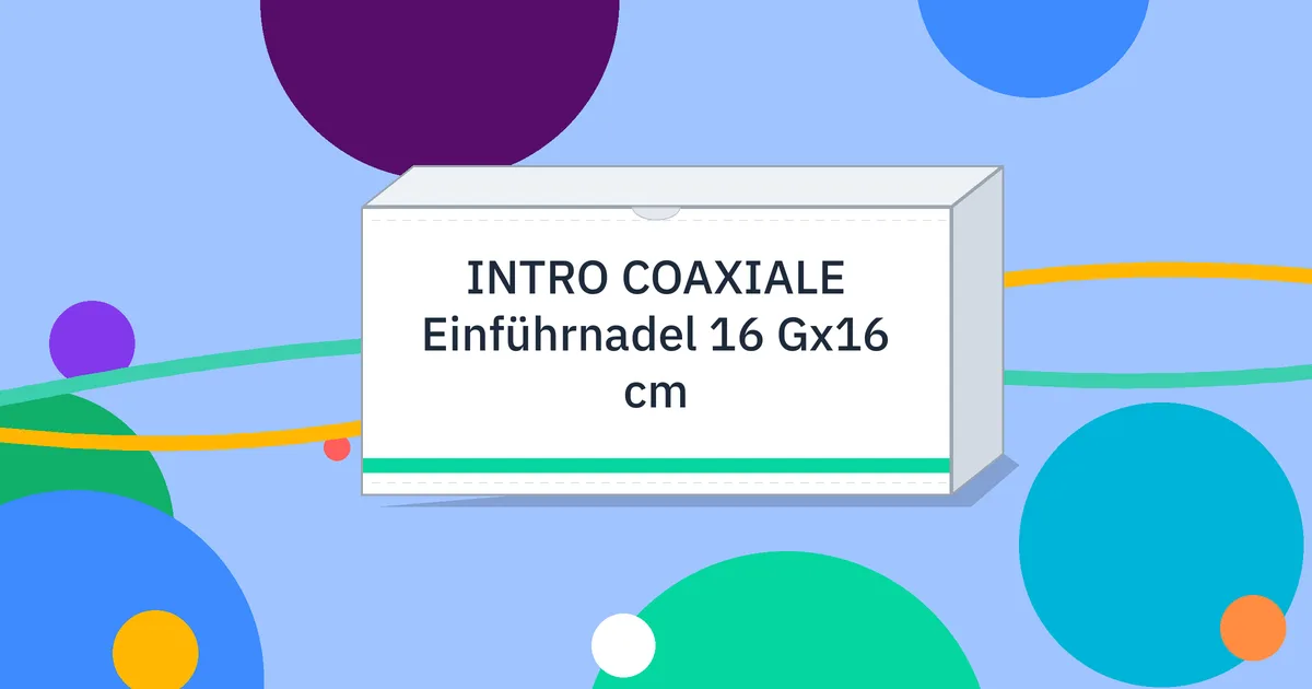 Symbolbild: Packung mit der Aufschrift INTRO COAXIALE Einführnadel 16 Gx16 cm (PZN 16918846) – Verfügbarkeit und Bezug in Apotheken in Frankfurt am Main