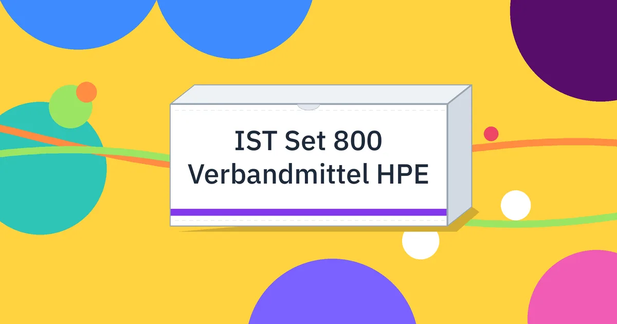 Symbolbild: Packung mit der Aufschrift IST Set 800 Verbandmittel HPE (PZN 15895267) – Verfügbarkeit und Bezug in Apotheken in Frankfurt am Main