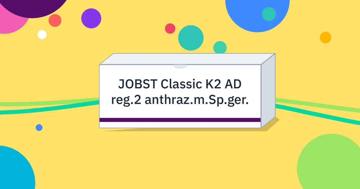 Symbolbild: Packung mit der Aufschrift JOBST Classic K2 AD reg.2 anthraz.m.Sp.ger. (PZN 10726169) – Verfügbarkeit und Bezug in Apotheken in Frankfurt am Main