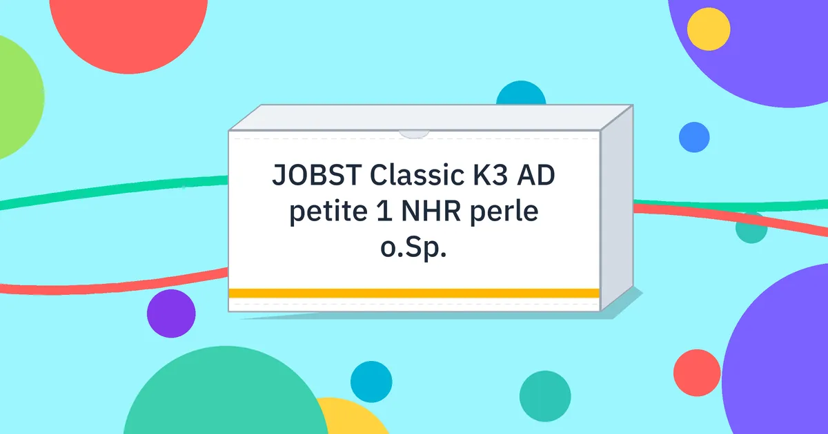 Symbolbild: Packung mit der Aufschrift JOBST Classic K3 AD petite 1 NHR perle o.Sp. (PZN 13070232) – Verfügbarkeit und Bezug in Apotheken in Frankfurt am Main