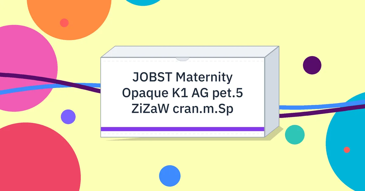 Symbolbild: Packung mit der Aufschrift JOBST Maternity Opaque K1 AG pet.5 ZiZaW cran.m.Sp (PZN 15857462) – Verfügbarkeit und Bezug in Apotheken in Frankfurt am Main