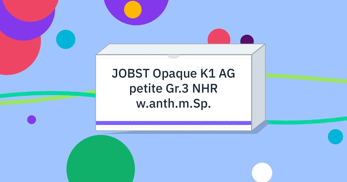 Symbolbild: Packung mit der Aufschrift JOBST Opaque K1 AG petite Gr.3 NHR w.anth.m.Sp. (PZN 16268348) – Verfügbarkeit und Bezug in Apotheken in Frankfurt am Main