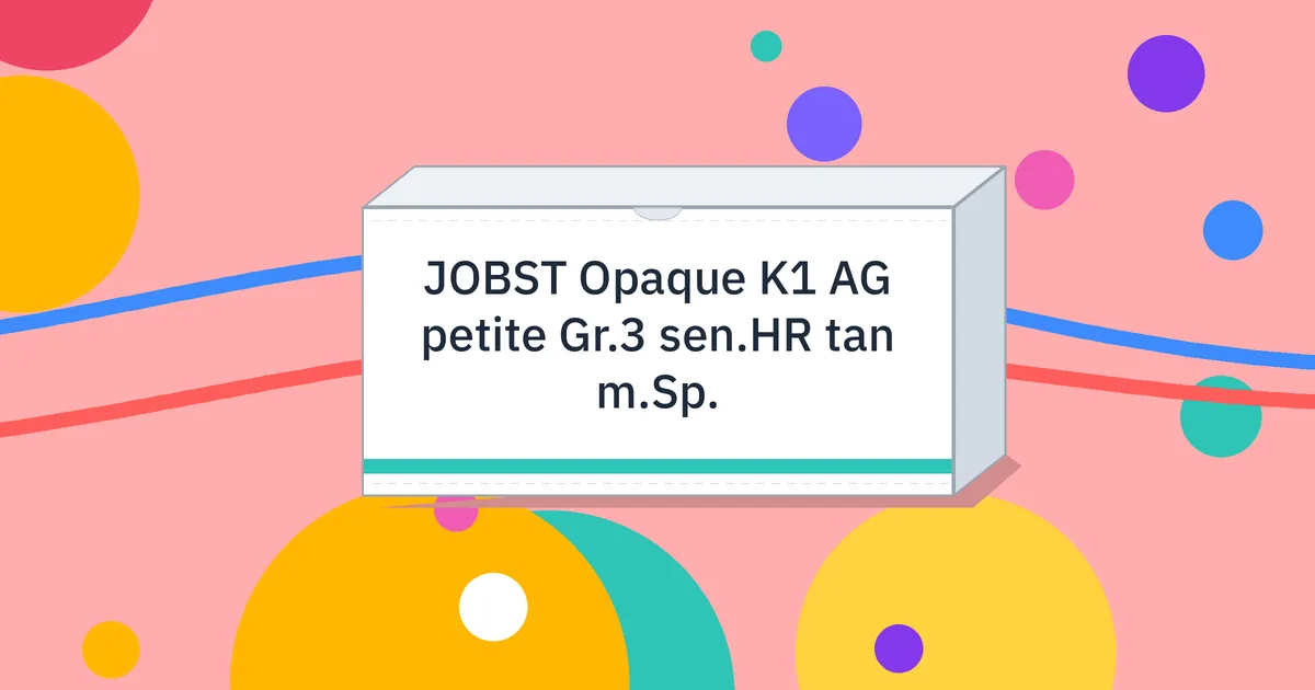 Symbolbild: Packung mit der Aufschrift JOBST Opaque K1 AG petite Gr.3 sen.HR tan m.Sp. (PZN 16270204) – Verfügbarkeit und Bezug in Apotheken in Frankfurt am Main