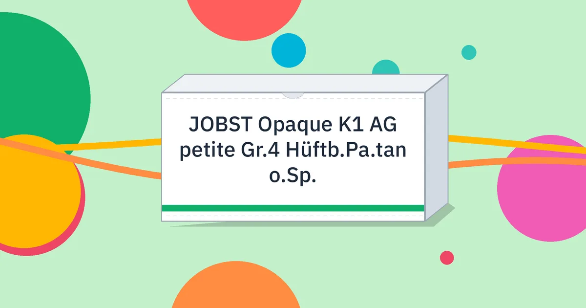 Symbolbild: Packung mit der Aufschrift JOBST Opaque K1 AG petite Gr.4 Hüftb.Pa.tan o.Sp. (PZN 16273668) – Verfügbarkeit und Bezug in Apotheken in Frankfurt am Main
