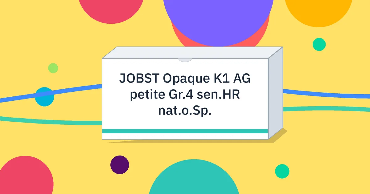 Symbolbild: Packung mit der Aufschrift JOBST Opaque K1 AG petite Gr.4 sen.HR nat.o.Sp. (PZN 13089013) – Verfügbarkeit und Bezug in Apotheken in Frankfurt am Main