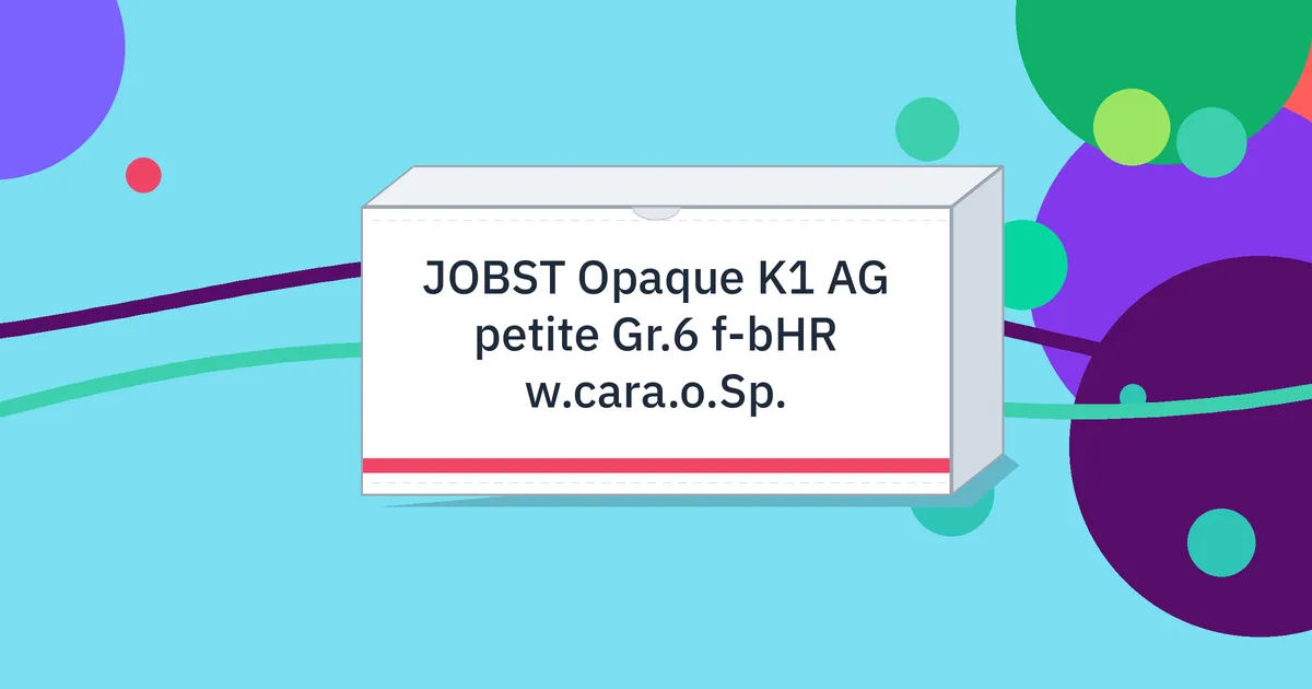 Symbolbild: Packung mit der Aufschrift JOBST Opaque K1 AG petite Gr.6 f-bHR w.cara.o.Sp. (PZN 13160403) – Verfügbarkeit und Bezug in Apotheken in Frankfurt am Main