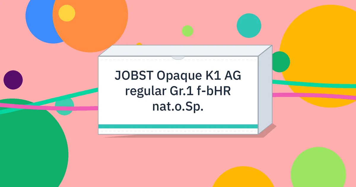 Symbolbild: Packung mit der Aufschrift JOBST Opaque K1 AG regular Gr.1 f-bHR nat.o.Sp. (PZN 13094505) – Verfügbarkeit und Bezug in Apotheken in Frankfurt am Main