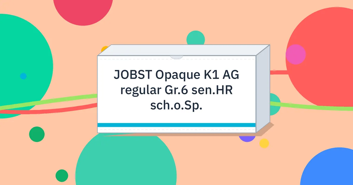 Symbolbild: Packung mit der Aufschrift JOBST Opaque K1 AG regular Gr.6 sen.HR sch.o.Sp. (PZN 13096183) – Verfügbarkeit und Bezug in Apotheken in Frankfurt am Main