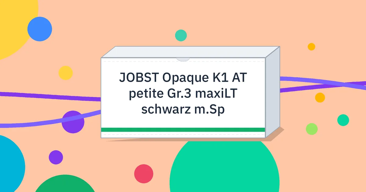 Symbolbild: Packung mit der Aufschrift JOBST Opaque K1 AT petite Gr.3 maxiLT schwarz m.Sp (PZN 13102995) – Verfügbarkeit und Bezug in Apotheken in Frankfurt am Main
