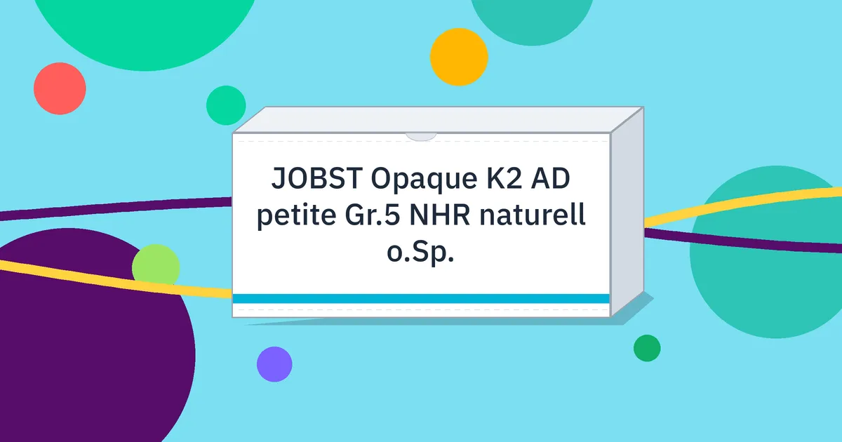 Symbolbild: Packung mit der Aufschrift JOBST Opaque K2 AD petite Gr.5 NHR naturell o.Sp. (PZN 13109862) – Verfügbarkeit und Bezug in Apotheken in Frankfurt am Main