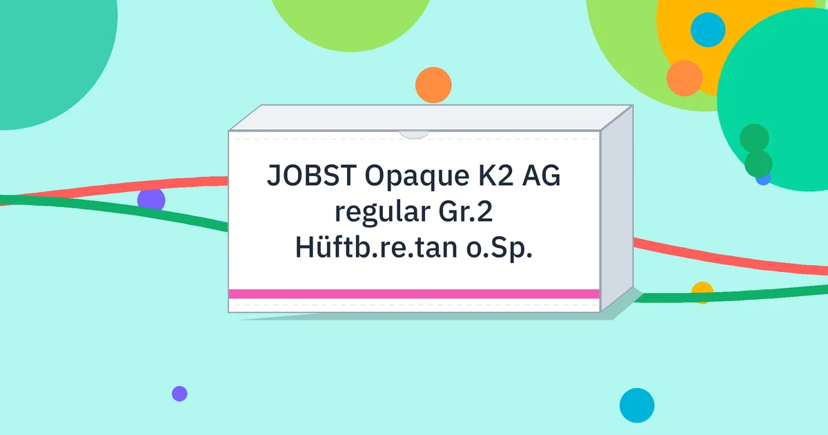 Symbolbild: Packung mit der Aufschrift JOBST Opaque K2 AG regular Gr.2 Hüftb.re.tan o.Sp. (PZN 16286961) – Verfügbarkeit und Bezug in Apotheken in Frankfurt am Main