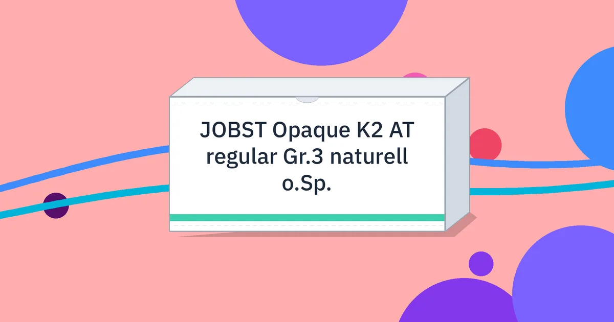 Symbolbild: Packung mit der Aufschrift JOBST Opaque K2 AT regular Gr.3 naturell o.Sp. (PZN 10724130) – Verfügbarkeit und Bezug in Apotheken in Frankfurt am Main