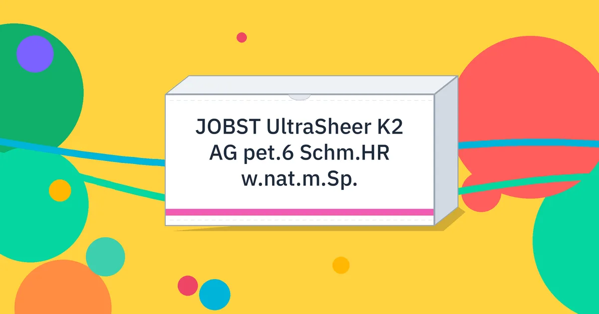 Symbolbild: Packung mit der Aufschrift JOBST UltraSheer K2 AG pet.6 Schm.HR w.nat.m.Sp. (PZN 11264653) – Verfügbarkeit und Bezug in Apotheken in Frankfurt am Main