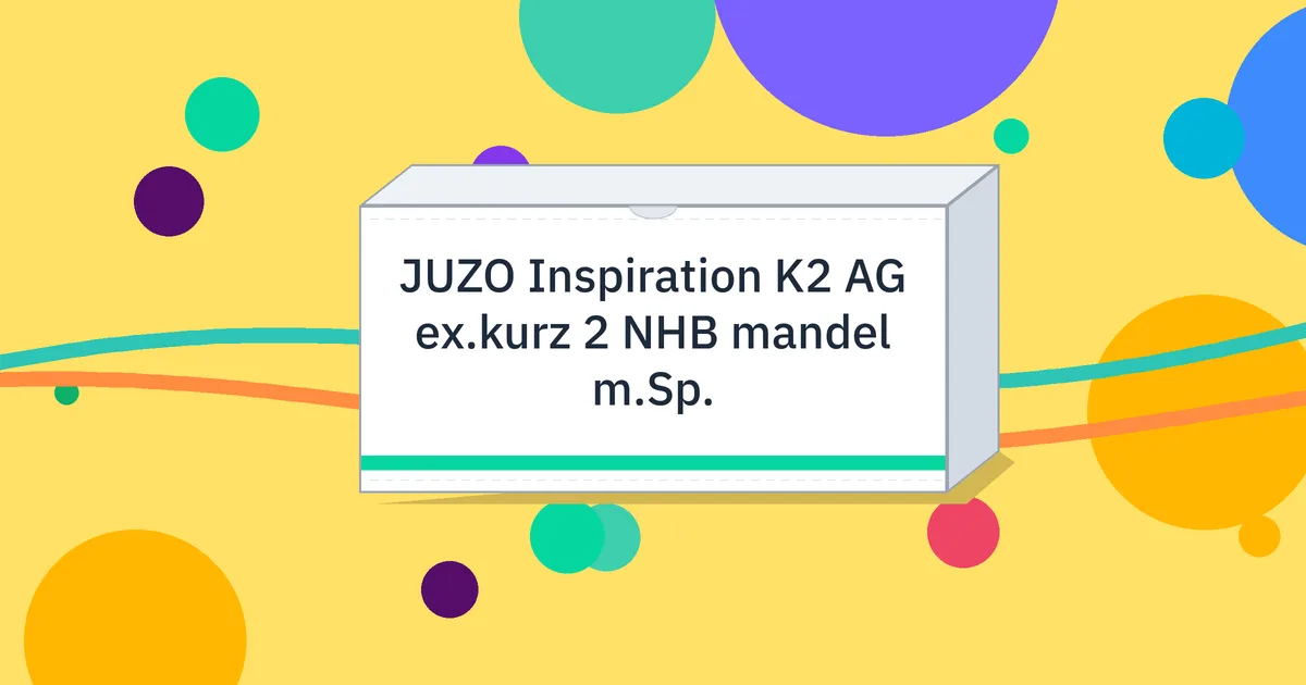 Symbolbild: Packung mit der Aufschrift JUZO Inspiration K2 AG ex.kurz 2 NHB mandel m.Sp. (PZN 14962286) – Verfügbarkeit und Bezug in Apotheken in Frankfurt am Main