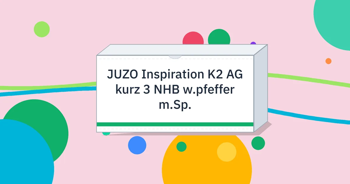 Symbolbild: Packung mit der Aufschrift JUZO Inspiration K2 AG kurz 3 NHB w.pfeffer m.Sp. (PZN 14948659) – Verfügbarkeit und Bezug in Apotheken in Frankfurt am Main