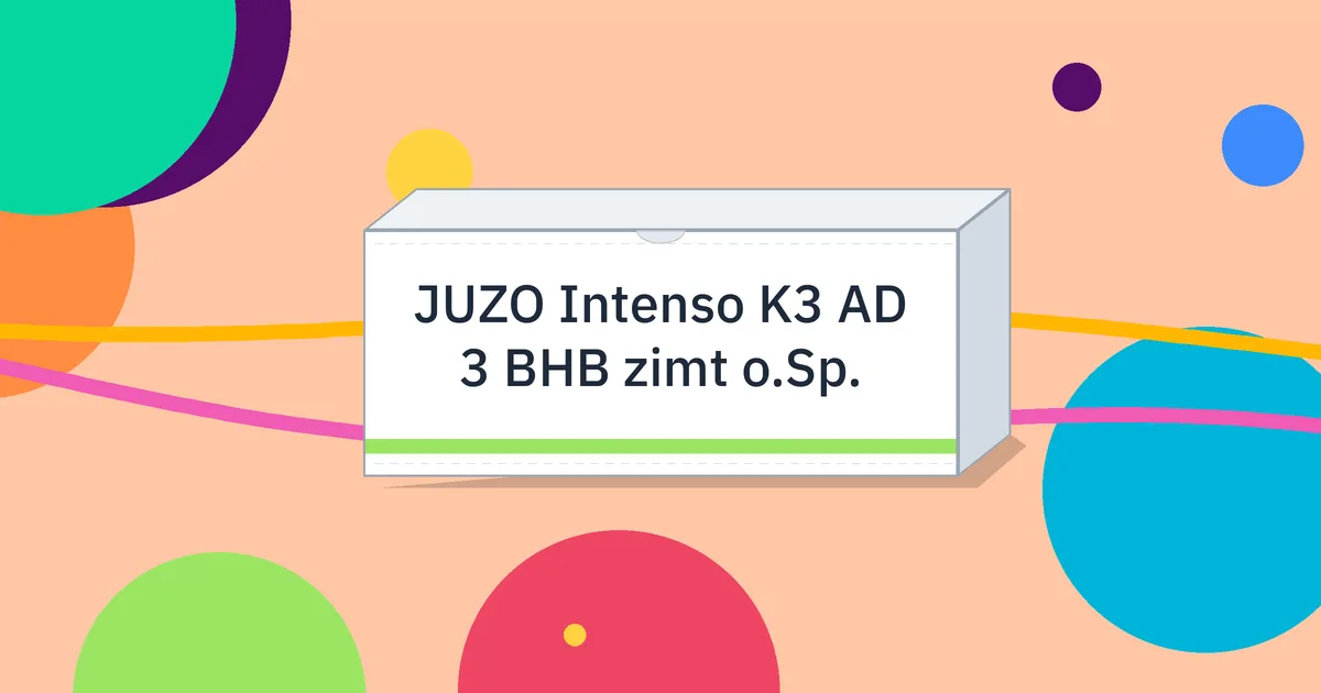Symbolbild: Packung mit der Aufschrift JUZO Intenso K3 AD 3 BHB zimt o.Sp. (PZN 18644927) – Verfügbarkeit und Bezug in Apotheken in Frankfurt am Main