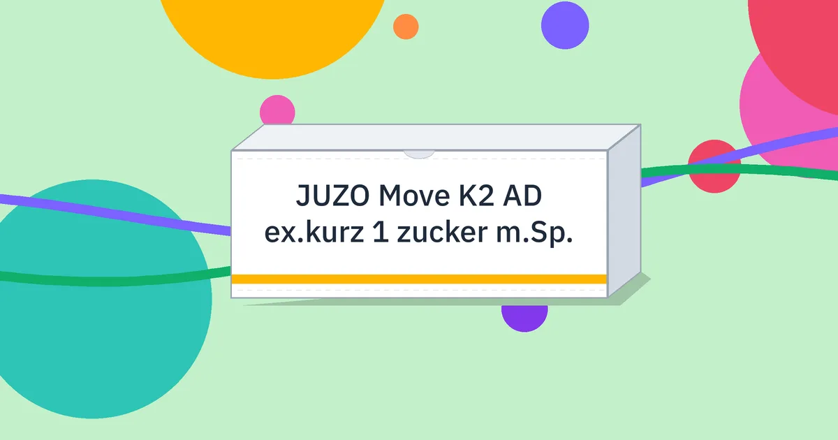 Symbolbild: Packung mit der Aufschrift JUZO Move K2 AD ex.kurz 1 zucker m.Sp. (PZN 18509721) – Verfügbarkeit und Bezug in Apotheken in Frankfurt am Main