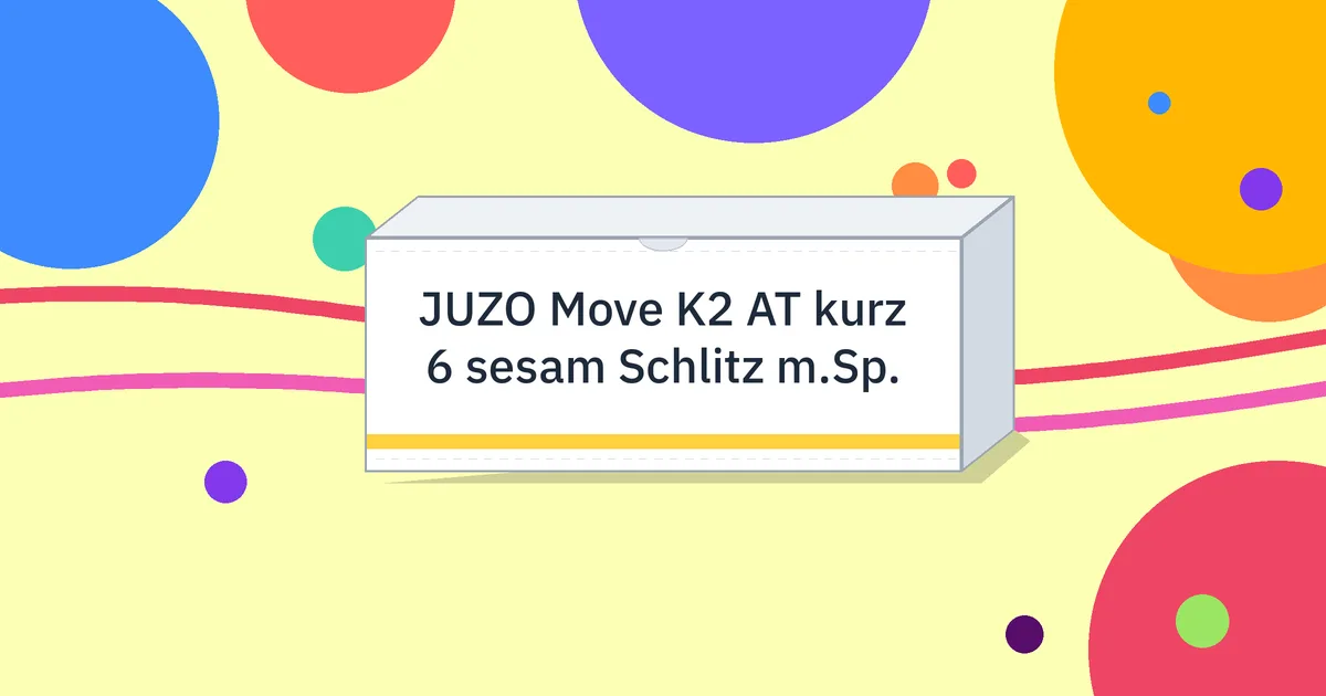 Symbolbild: Packung mit der Aufschrift JUZO Move K2 AT kurz 6 sesam Schlitz m.Sp. (PZN 20674893) – Verfügbarkeit und Bezug in Apotheken in Frankfurt am Main