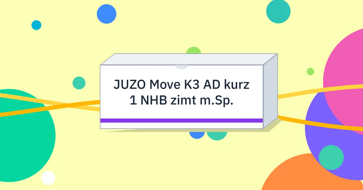 Symbolbild: Packung mit der Aufschrift JUZO Move K3 AD kurz 1 NHB zimt m.Sp. (PZN 18568149) – Verfügbarkeit und Bezug in Apotheken in Frankfurt am Main