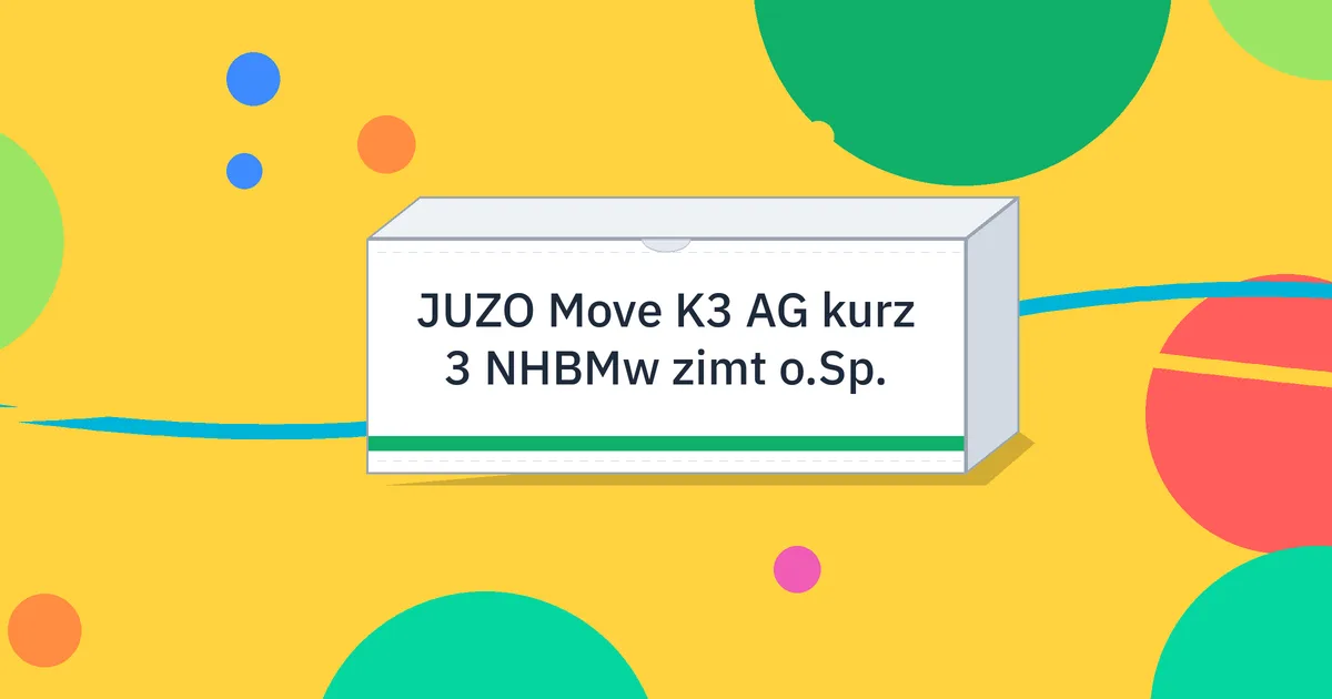 Symbolbild: Packung mit der Aufschrift JUZO Move K3 AG kurz 3 NHBMw zimt o.Sp. (PZN 18580908) – Verfügbarkeit und Bezug in Apotheken in Frankfurt am Main