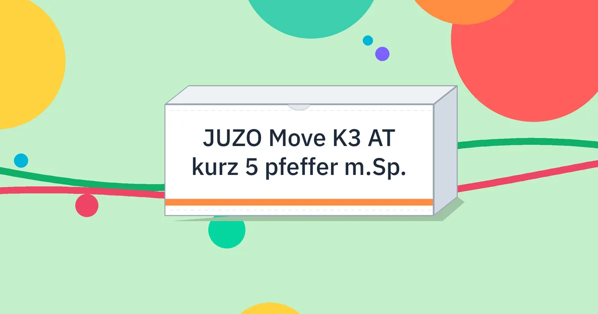 Symbolbild: Packung mit der Aufschrift JUZO Move K3 AT kurz 5 pfeffer m.Sp. (PZN 20682987) – Verfügbarkeit und Bezug in Apotheken in Frankfurt am Main