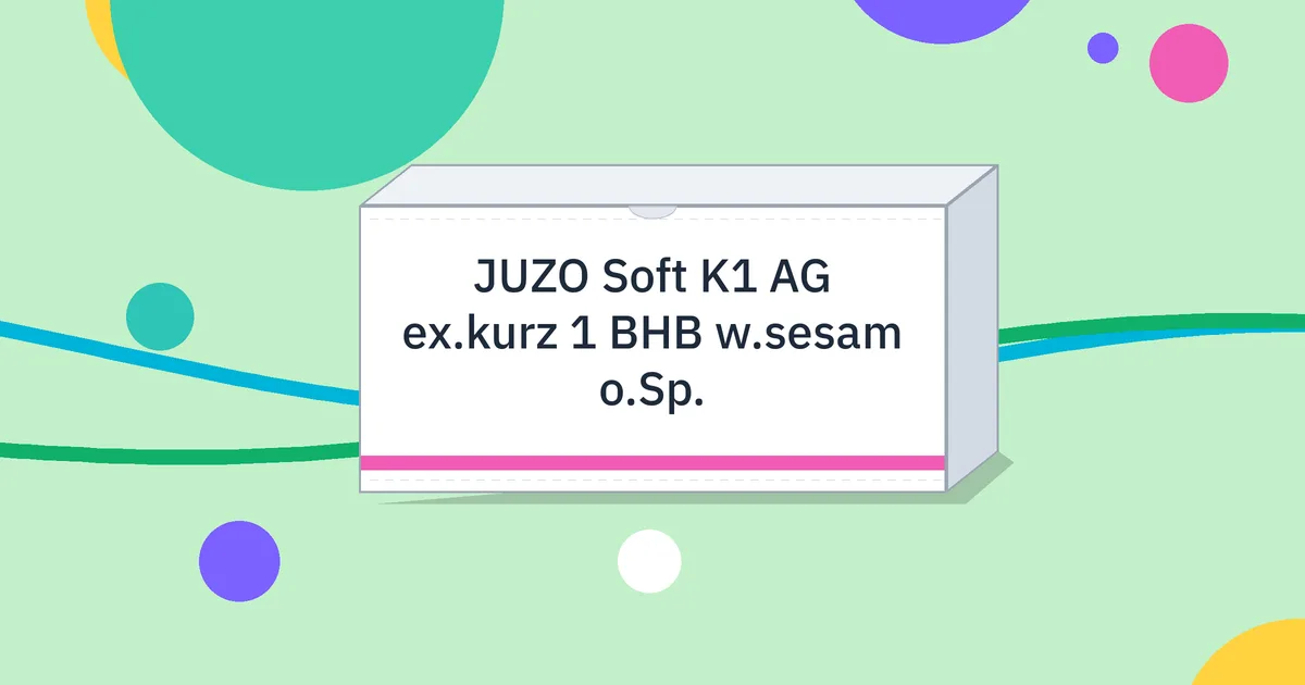 Symbolbild: Packung mit der Aufschrift JUZO Soft K1 AG ex.kurz 1 BHB w.sesam o.Sp. (PZN 14840034) – Verfügbarkeit und Bezug in Apotheken in Frankfurt am Main