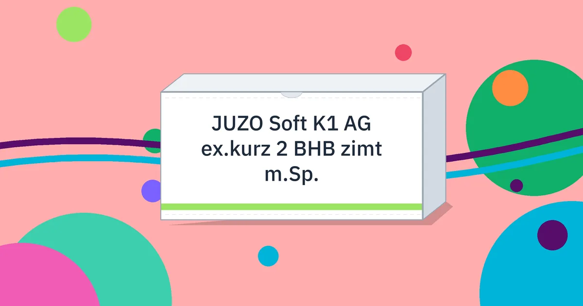 Symbolbild: Packung mit der Aufschrift JUZO Soft K1 AG ex.kurz 2 BHB zimt m.Sp. (PZN 14823395) – Verfügbarkeit und Bezug in Apotheken in Frankfurt am Main