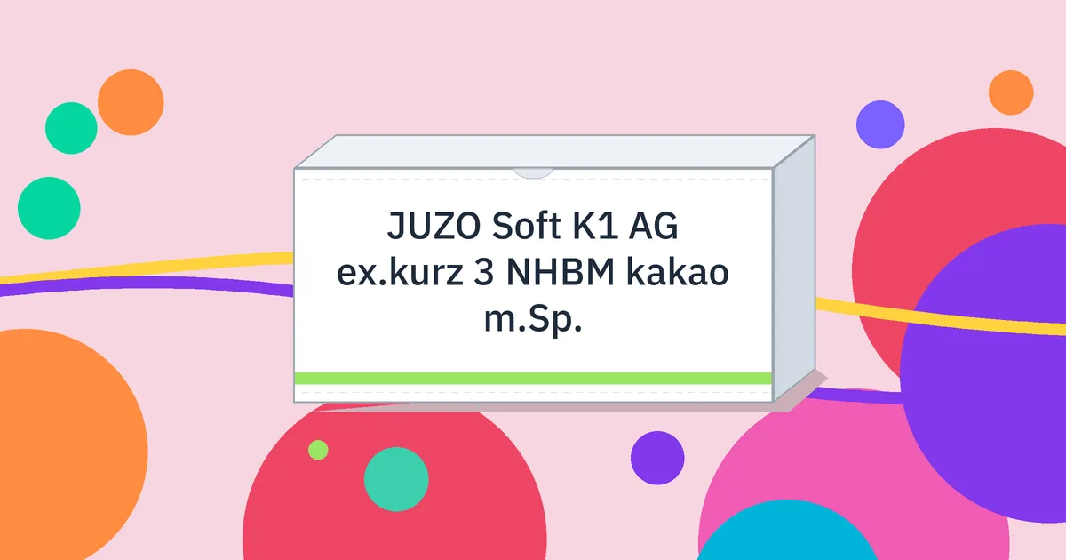 Symbolbild: Packung mit der Aufschrift JUZO Soft K1 AG ex.kurz 3 NHBM kakao m.Sp. (PZN 15017294) – Verfügbarkeit und Bezug in Apotheken in Frankfurt am Main