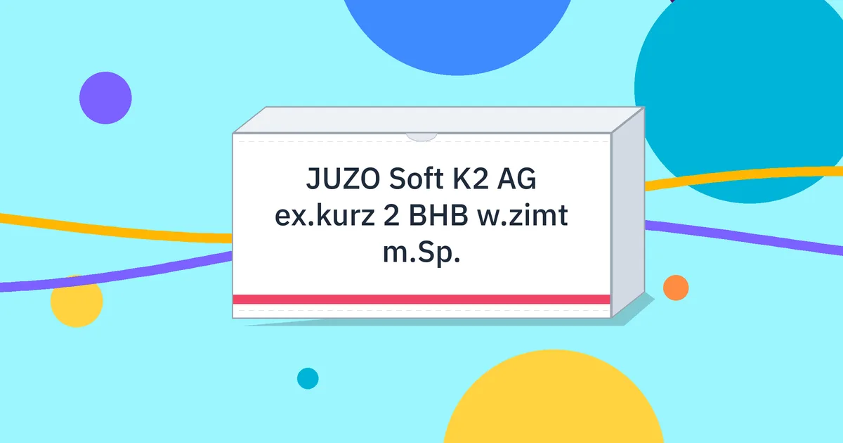 Symbolbild: Packung mit der Aufschrift JUZO Soft K2 AG ex.kurz 2 BHB w.zimt m.Sp. (PZN 14843245) – Verfügbarkeit und Bezug in Apotheken in Frankfurt am Main