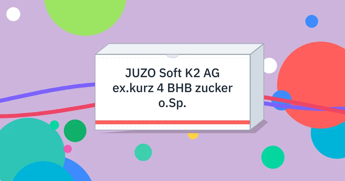 Symbolbild: Packung mit der Aufschrift JUZO Soft K2 AG ex.kurz 4 BHB zucker o.Sp. (PZN 14827909) – Verfügbarkeit und Bezug in Apotheken in Frankfurt am Main