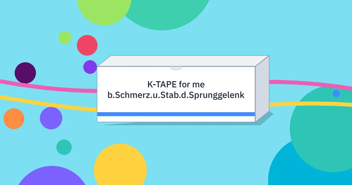 Symbolbild: Packung mit der Aufschrift K-TAPE for me b.Schmerz.u.Stab.d.Sprunggelenk (PZN 06485300) – Verfügbarkeit und Bezug in Apotheken in Frankfurt am Main