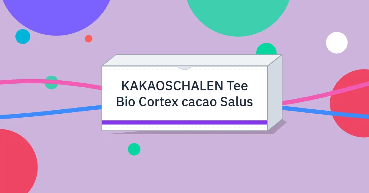 Symbolbild: Packung mit der Aufschrift KAKAOSCHALEN Tee Bio Cortex cacao Salus (PZN 06581860) – Verfügbarkeit und Bezug in Apotheken in Frankfurt am Main