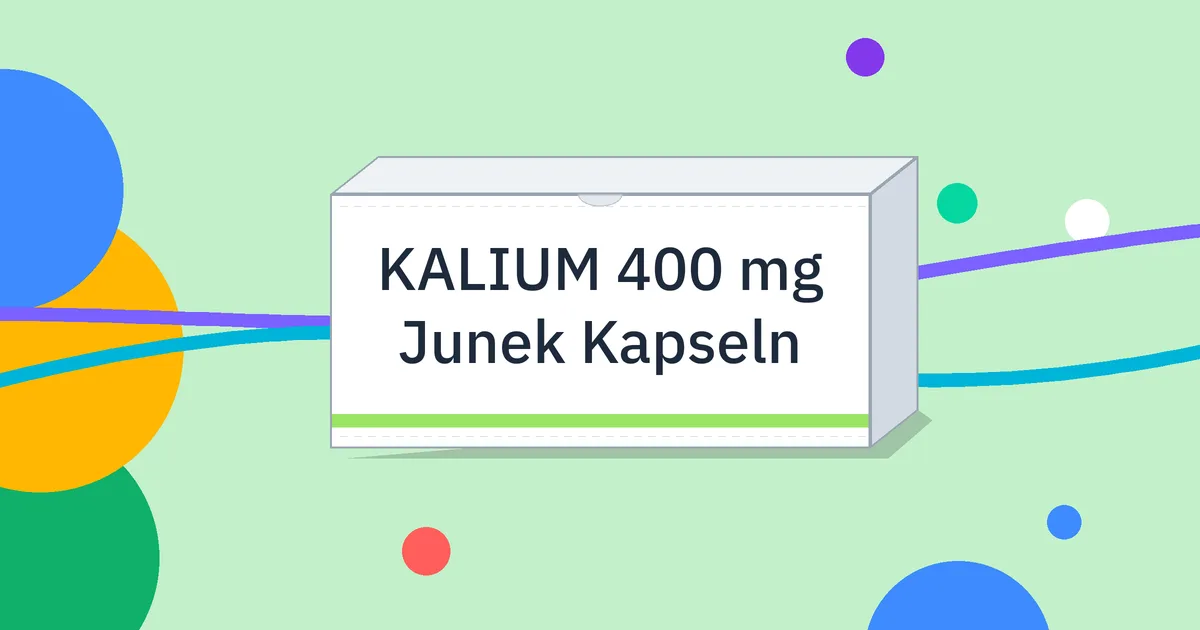 Symbolbild: Packung mit der Aufschrift KALIUM 400 mg Junek Kapseln (PZN 10337048) – Verfügbarkeit und Bezug in Apotheken in Frankfurt am Main