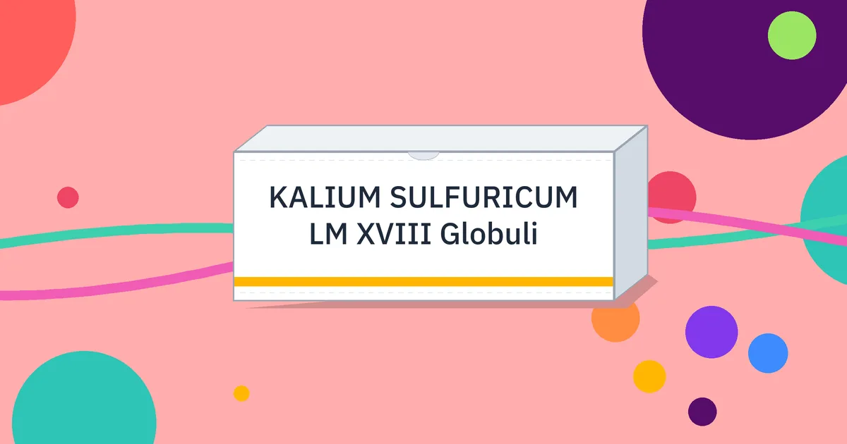 Symbolbild: Packung mit der Aufschrift KALIUM SULFURICUM LM XVIII Globuli (PZN 02659559) – Verfügbarkeit und Bezug in Apotheken in Frankfurt am Main