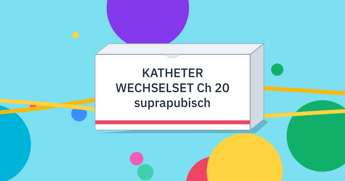 Symbolbild: Packung mit der Aufschrift KATHETER WECHSELSET Ch 20 suprapubisch (PZN 01463110) – Verfügbarkeit und Bezug in Apotheken in Frankfurt am Main