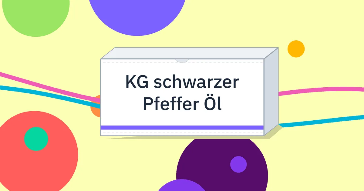 Symbolbild: Packung mit der Aufschrift KG schwarzer Pfeffer Öl (PZN 19169517) – Verfügbarkeit und Bezug in Apotheken in Frankfurt am Main