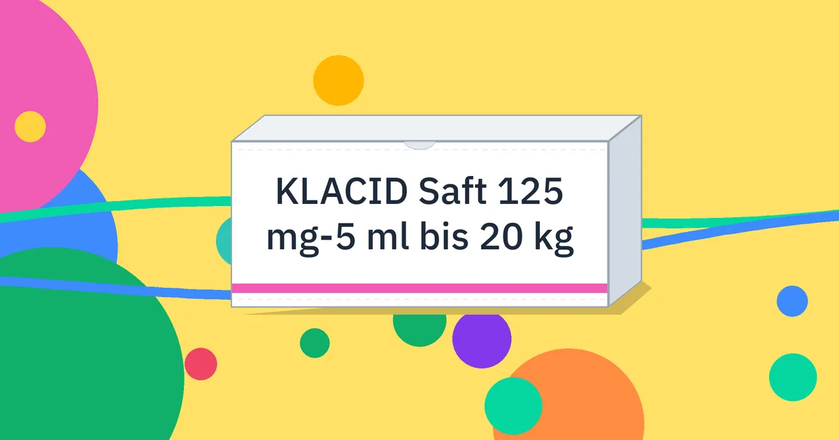 Symbolbild: Packung mit der Aufschrift KLACID Saft 125 mg-5 ml bis 20 kg (PZN 00776798) – Verfügbarkeit und Bezug in Apotheken in Frankfurt am Main