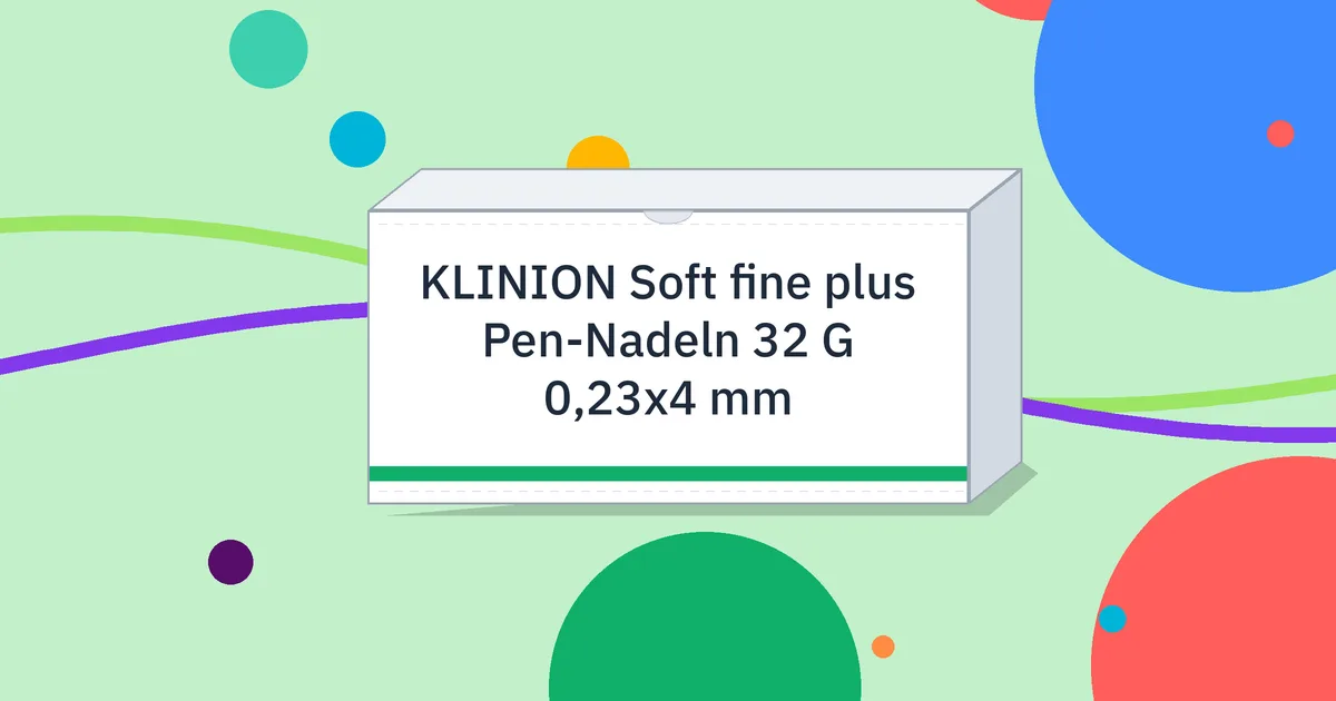 Symbolbild: Packung mit der Aufschrift KLINION Soft fine plus Pen-Nadeln 32 G 0,23x4 mm (PZN 20130880) – Verfügbarkeit und Bezug in Apotheken in Frankfurt am Main