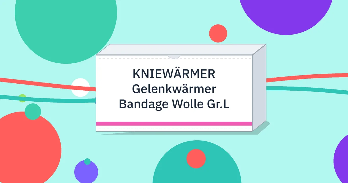 Symbolbild: Packung mit der Aufschrift KNIEWÄRMER Gelenkwärmer Bandage Wolle Gr.L (PZN 19390794) – Verfügbarkeit und Bezug in Apotheken in Frankfurt am Main
