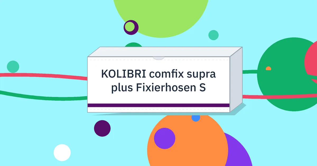 Symbolbild: Packung mit der Aufschrift KOLIBRI comfix supra plus Fixierhosen S (PZN 10225444) – Verfügbarkeit und Bezug in Apotheken in Frankfurt am Main