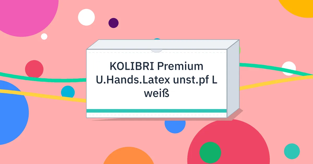 Symbolbild: Packung mit der Aufschrift KOLIBRI Premium U.Hands.Latex unst.pf L weiß (PZN 15198930) – Verfügbarkeit und Bezug in Apotheken in Frankfurt am Main
