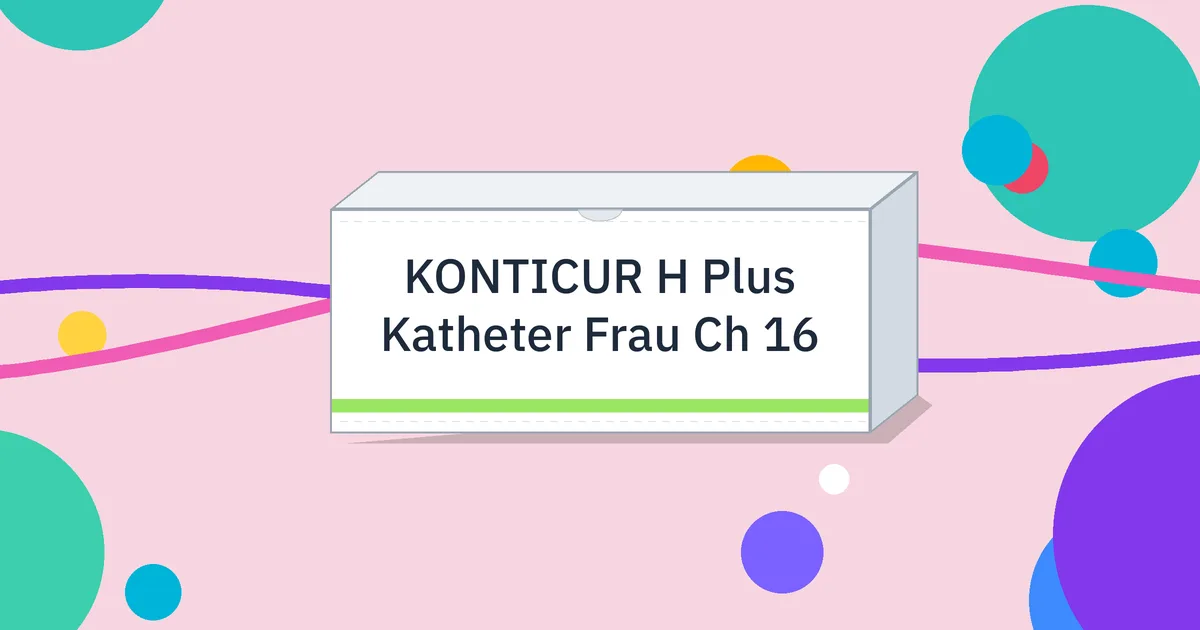 Symbolbild: Packung mit der Aufschrift KONTICUR H Plus Katheter Frau Ch 16 (PZN 19643344) – Verfügbarkeit und Bezug in Apotheken in Frankfurt am Main