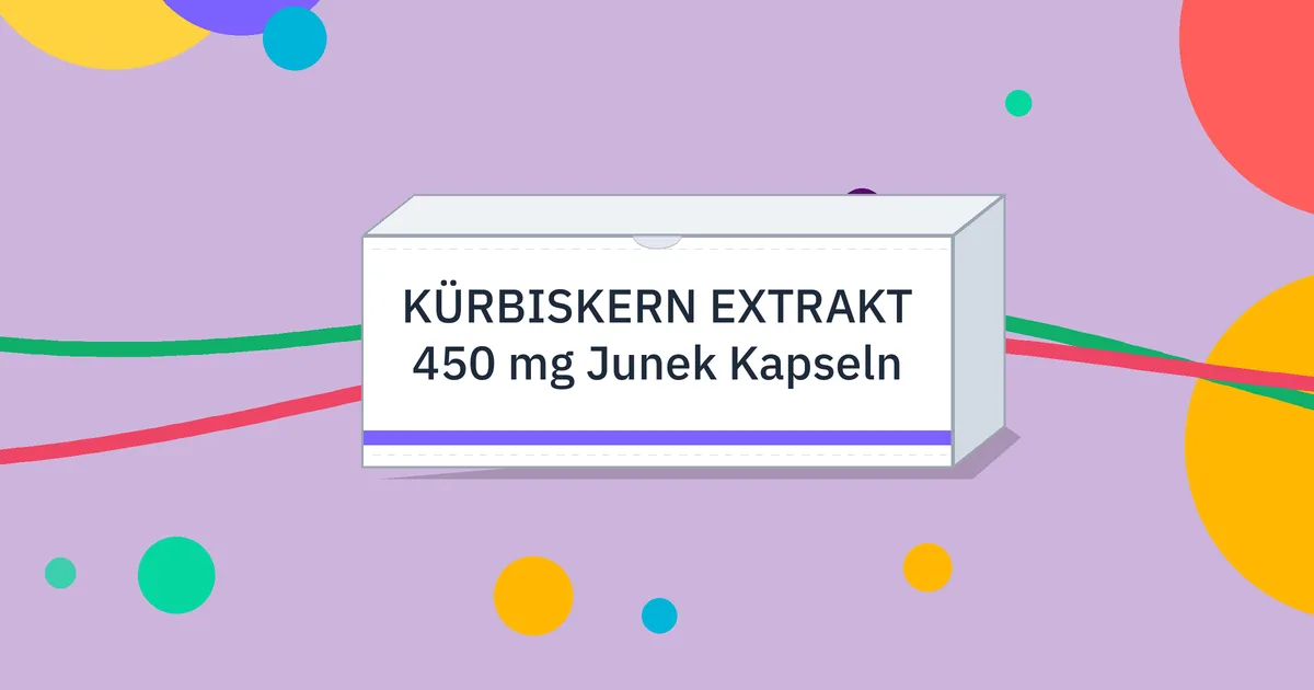 Symbolbild: Packung mit der Aufschrift KÜRBISKERN EXTRAKT 450 mg Junek Kapseln (PZN 13425942) – Verfügbarkeit und Bezug in Apotheken in Frankfurt am Main