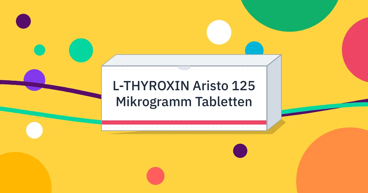 Symbolbild: Packung mit der Aufschrift L-THYROXIN Aristo 125 Mikrogramm Tabletten (PZN 01882746) – Verfügbarkeit und Bezug in Apotheken in Frankfurt am Main