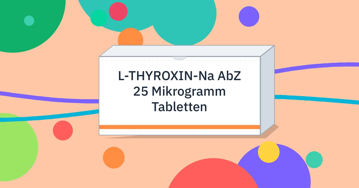 Symbolbild: Packung mit der Aufschrift L-THYROXIN-Na AbZ 25 Mikrogramm Tabletten (PZN 09082287) – Verfügbarkeit und Bezug in Apotheken in Frankfurt am Main